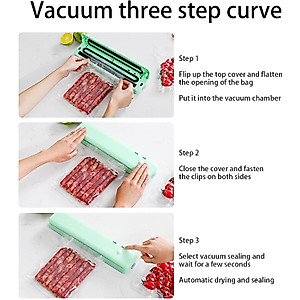 Vacuum Sealer - Automatic Food Vacuum Sealer with LED Indicator, Food Vacuum Sealer for Food Preservation Airtight Packaging System, Compact Design (Green)