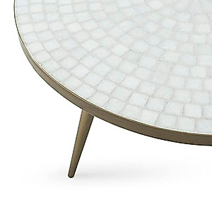 Bassett Mirror Company Kemira Marble Round Cocktail Table in White