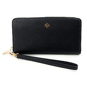 Tory Burch Women's Emerson Wristlet Zip Continental (Black)