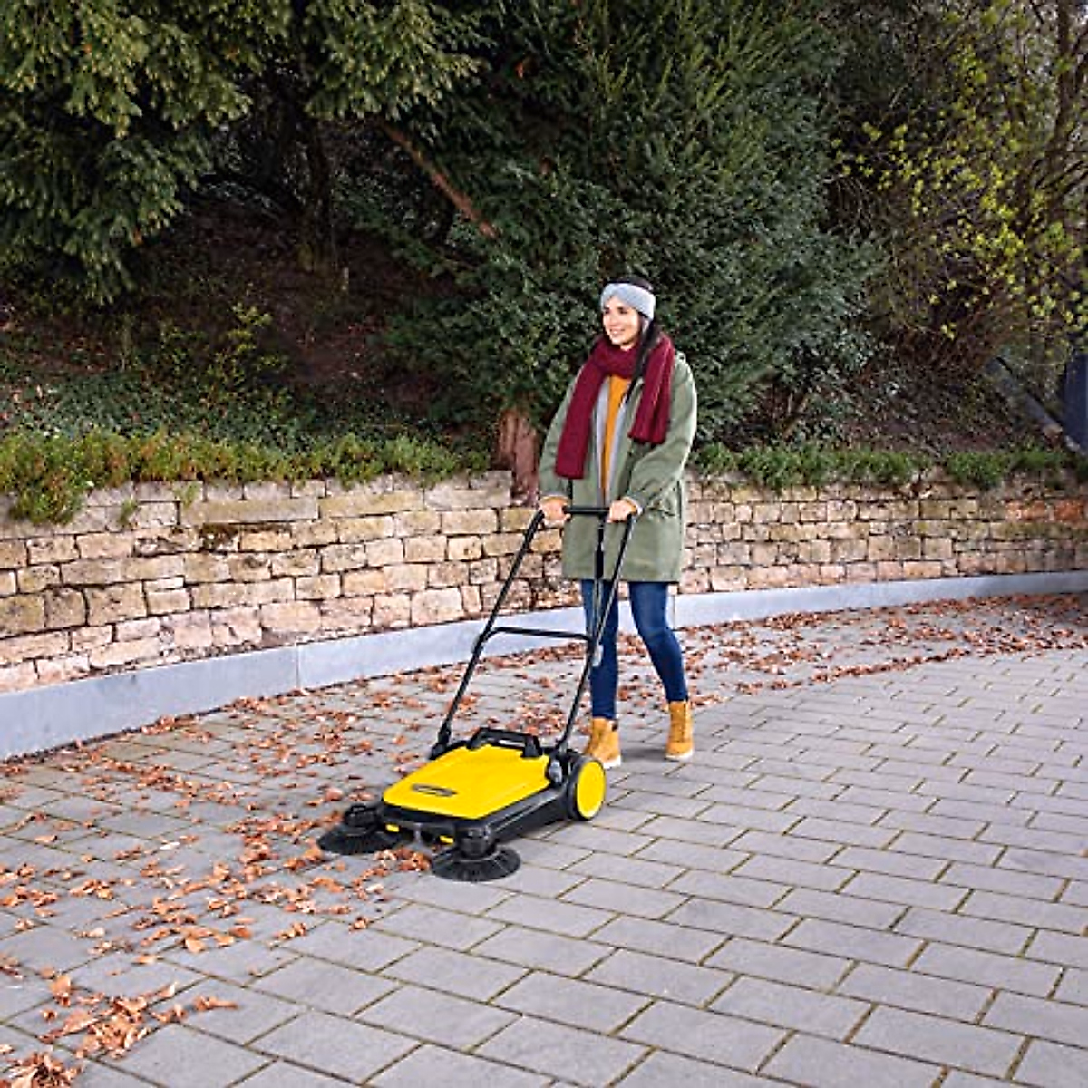 Karcher S 4 Twin Walk-Behind Outdoor Hand Push Floor Sweeper & NEIKO 53418A 36-Inch Magnetic Pickup Sweeper with Wheels, Adjustable Handle, and Floor Magnet