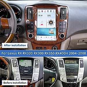 ZWNAV Qualcomm Processor Tesla Style Touch Screen Car Stereo for Lexus RX RX330 RX300 RX350 RX400H 2004-2008 Radio Android Auto Replacement Unit Audio Multimedia Player GPS Navigation