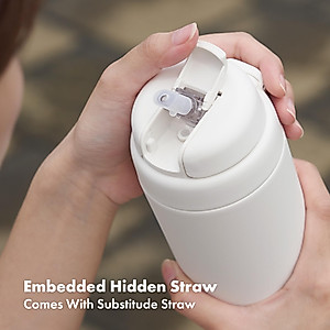 WOKY TICERA Titanium Ceramic Thermos 28.7oz Insulated Tumbler with Straw and Silicone Pad, Leak-Proof and Sweat-Proof, Reusable for Gym, Travel, & Everyday Use | Hot & Cold Drinks (Green)