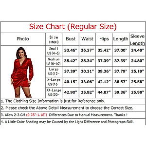 DeftSharp Women's Long Sleeve V Neck Ruched Body Dress Summer Formal Midi Dress Cocktail Party Red