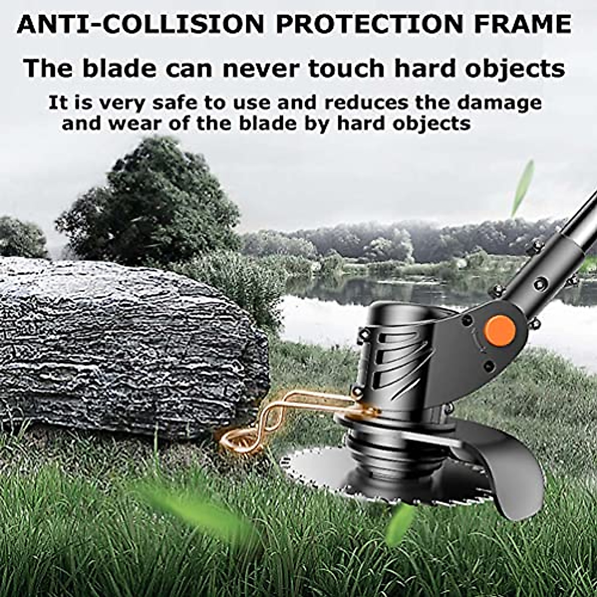 Electric Lawn Edger Trimmer Cordless Grass Brush Cutter with Eplacement Blade and Rechargeable Batteries, Handheld Brushless Cutting Machine 9000Mah Lithium-Ion,1 Battery