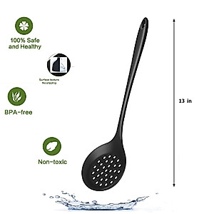 Armrouns Skimmer Slotted Spoon 2PC Set, Heat Resistant 600 °F Slotted ladle Spoons For Kitchen Cooking. (Black & Red)