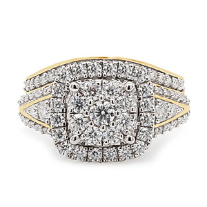 SAVEARTH DIAMONDS 1 1/4 CTTW Round Cut Lab Created Moissanite Diamond Double Halo Bridal Set Wedding Ring In 10K Solid Yellow Gold (VVS1 Clarity, 1.25 Cttw)-8