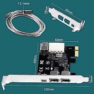 LinksTek 4-Ports 1394A PCIE FireWire 400 Expansion Card for Windows Desktop PCs, 3X 6Pin and 1X 4Pin 1394A 400Mbps Ports, with 4Pin-6Pin 1394A Cables and Low Profile Bracket (PCIE-1394A)