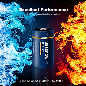 JESSPOW CR2 3V Lithium Battery, CR2 Batteries for Golf Rangefinder, Flashlight, Photo Cameras, Alarm Systems 2 Pack (Non-Rechargeable)