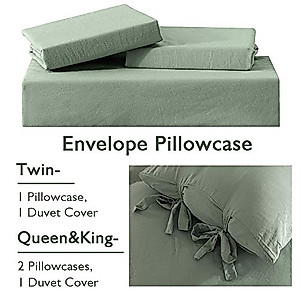 annadaif Sage Green Duvet Cover California King, 3 Pieces Bowknot Ultra Soft Washed Microfiber Bowknot Duvet Cover Set, Easy Care Bedding Set for Men, Women, Boys and Girls