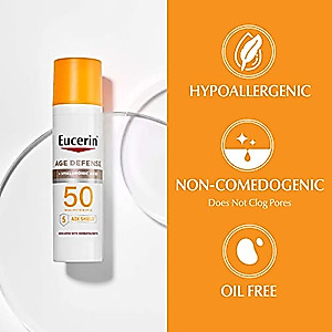 Eucerin Sun Age Defense SPF 50 Face Sunscreen Lotion with Hyaluronic Acid, Facial Sunscreen with 5 Antioxidants, 2.5 Fl Oz Bottle