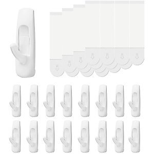 Utility Wall Hooks for Hanging Medium 16 Hooks, Damage Free Hanging Wall Hooks with Adhesive Strips, Heavy Duty Adhesive Hooks Damage Free for Key Holder, Coat, Door, Shower Hanging