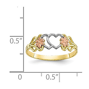 Jewels By Lux 10K Two Tone Color Gold & Rhodium Double Heart Ring