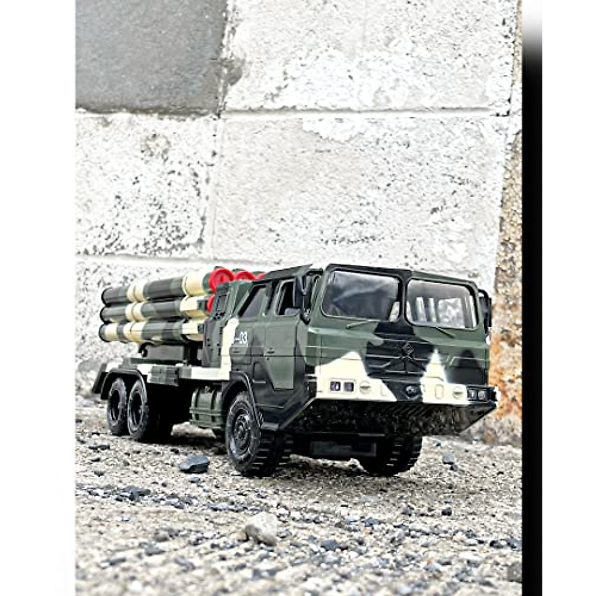 Big Daddy Military Missile Transport Army Truck Defence System 18 Long Range Missile Jungle Camouflage Toy Truck