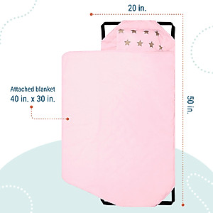 Wildkin Kids Modern Nap Mat with Reusable Pillow for Boys & Girls, Perfect for Elementary Sleeping Mat, Features Elastic Corner Straps, Soft Cotton Blend Materials Nap Mat for Kids (Stars)