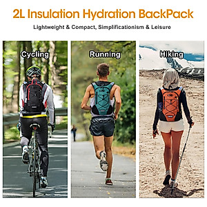 Lightweight Hydration Backpack, Running Backpack with 2L Water Bladder, Hydro Water Daypack for Cycling Hiking Rave for Men Women