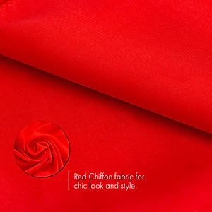 Skeleteen Chiffon Head Neck Scarf - Red Classic Retro Sheer Square Head Scarves Handkerchiefs Handbag Ties for Women and Girls