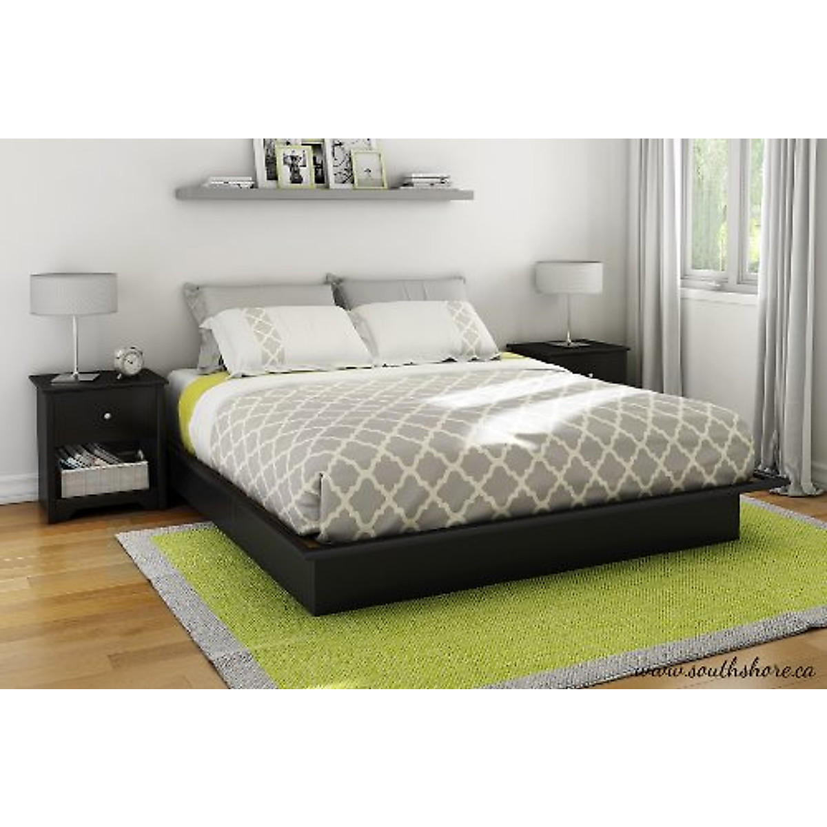 South Shore Step One Platform Bed with Storage, Full 54-Inch, Pure Black