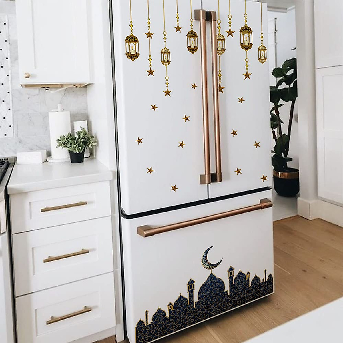 Ramadan Wall Decor Stickers, Islamic Muslim Wall Stickers Eid Mubarak Ramadan Decor Lantern Moon Star Window Decal Ramadan Decorations for Home Living Room Bedroom Decorations Wallpaper