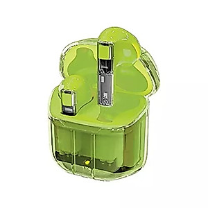 True Wireless Bluetooth 5.3 Smart Chip Transparent Earbuds Pure Bass Waterproof Universal Built-in Mic Headphones (Sour Apple)