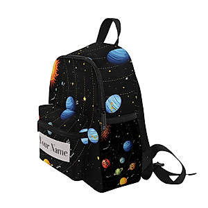 Custom Universe Solar System Kids Backpack for Girls Boys, Space Planets Toddler Casual Daypack Backpacks, Personalized with Kid's Name Preschool School Bag, Children Travel Bookbag with Chest Strap