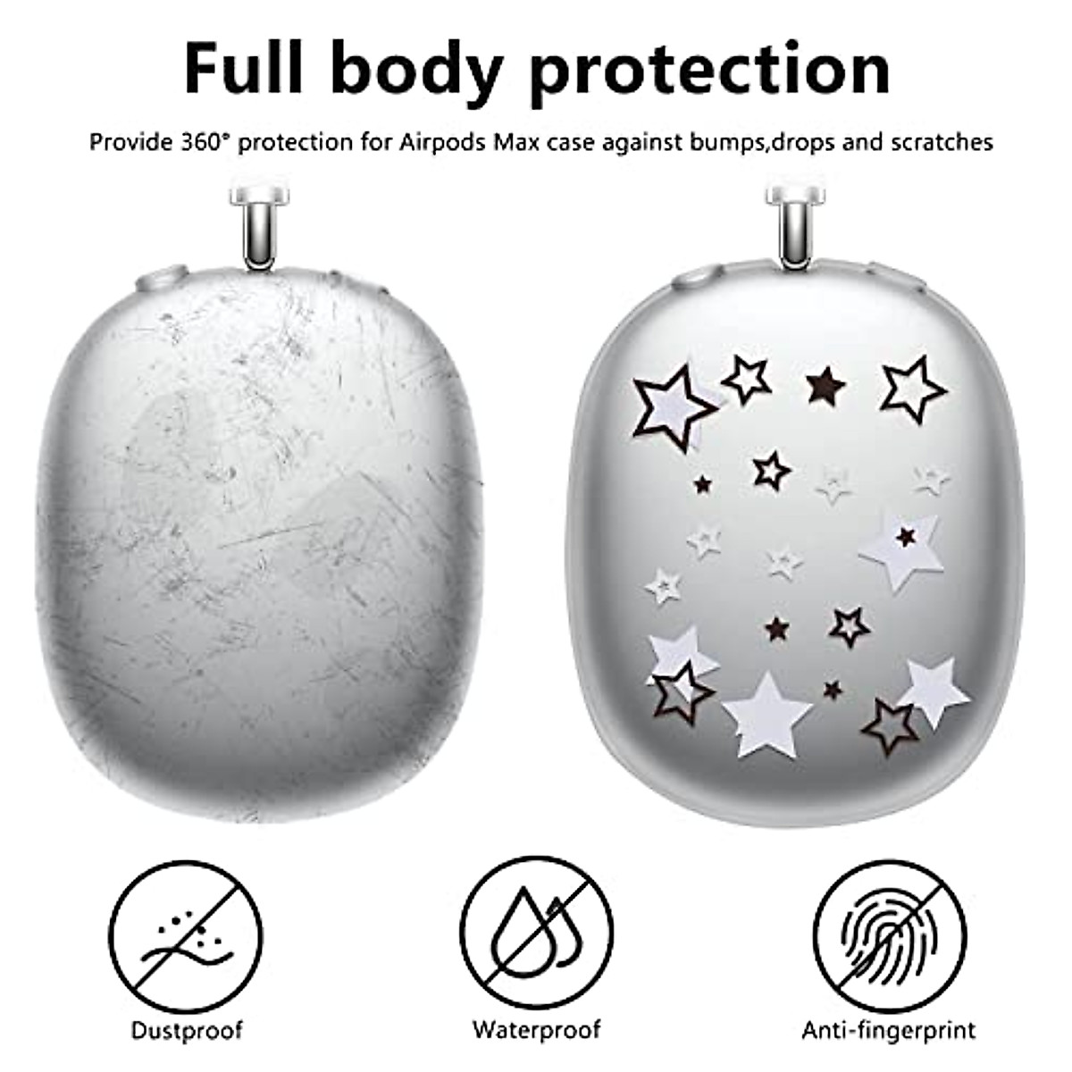 AIIEKZ Case Cover for AirPods Max, Painted Soft TPU Anti-Scratch Protective Ear Cups Case for Apple Airpods Max Headphones (Stars)
