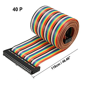 uxcell IDC Rainbow Wire Flat Ribbon Cable 40 Pins 118cm Length 2.54mm Pitch Type-C