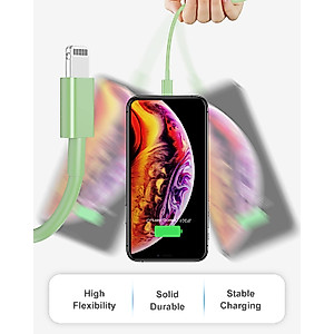 4 Pack [Apple MFi Certified] Apple Charging Cables 6ft, iPhone Chargers Lightning Cable 6 Foot, Fast iPhone Charging Cord for iPhone 14/14Pro/13/13Pro/12/11/11Pro/11Max/ X/XS/XR/XS Max/8, ipad(Green)