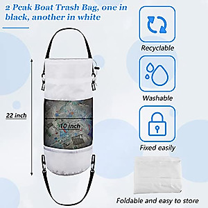 2 Packs Portable Boat Accessories Trash Bags Mesh Trash Bags Boats Trash Can Boat Garbage Container for Boat Kayak Camper Fishing Cabin Storage Men Women Adults (Black, White)