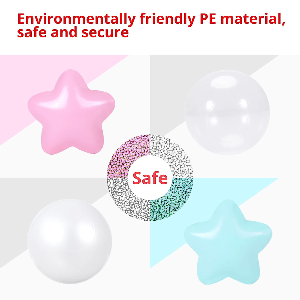 Heopeis Star Pit Balls for Ball Pit - Pack of 100 -Pastel and Pearl Star Balls BPA Free Phthalate Free Crush Proof Balls for Toddlers Baby Kids Party(50Balls+50Stars).