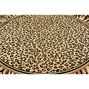 Unique Loom Wildlife Collection Animal Inspired with Cheetah Bordered Design Area Rug, 8 ft, Ivory/Black