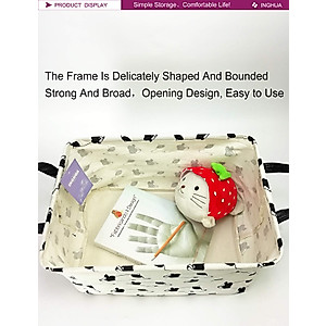 INGHUA Rectangular Storage Basket Fabric Organizer Bin for Toys,Books,Clothes,Gifts,Pets-Perfect for Home,Office,Nursery,Dorm,Shelf(Rec Bulldog)