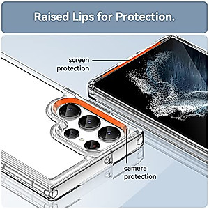 DFTCVBN Phone Case for Galaxy S22 Ultra Case, Samsung S22 Ultra SM-S908U Case with Screen Protector, Soft Bumper with Clear Crystal PC Hard Back Shockproof Cover for Samsung Galaxy S22 Ultra 5G Clear