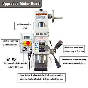 INTBUYING Milling Drilling Machine R8 Mini Benchtop Mill/Drill Machine 7"X27" Micro Milling Machine 1100W 20-2250rpm Variable Speed with Accessory R8 Tapper and Bench Clamp 110V