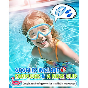 Rantizon Kids Swim Goggles 2 Pack, Wide View Swimming Goggles for Child 3-15, Anti Fog&UV No Leaking Goggles for Boys Girls