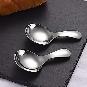 YITAQI Stainless Steel Short Handle Spoons,Small Dessert Cake Sugar Condiment for Kid Children Stirring Spoon Coffeeware Teaspoon Coffee(Silver 3Pcs)
