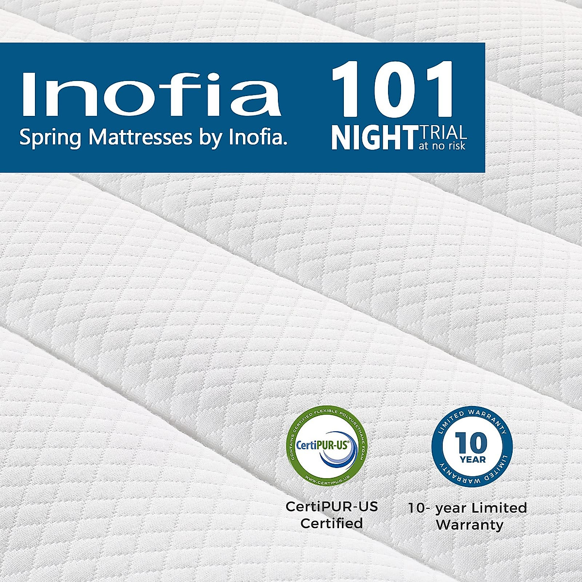 Inofia Twin XL Mattress, 10 Inch XLong Twin Hybrid Mattress, Breathable Comfortable Cool Single Mattress, Supportive & Pressure Relief, Motion Isolating Individually Wrapped Coils