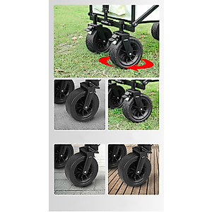 LAHTI Outdoor All-Terrain Folding Wagon, Collapsible Wagon with Adjustable Handle for Camping, Sports, Shopping Classic(White)/Wheels5inch