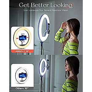 𝗡𝗲𝘄𝗲𝘀𝘁 13" Selfie Ring Light with Stand and Phone Holder, 63" Tripod for iPhone with Ring Light for YouTube/Tiktok, LED Ringlight for Make Up/Zoom Meeting/Photography, Ring Lights for Vlogs