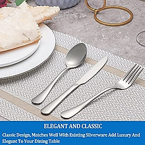 16 Pcs Forks and Spoons Silverware Set,Food Grade Stainless Steel Flatware Cutlery Set for Home,Kitchen and Restaurant,Mirror Polished,Dishwasher Safe - 8 Dinner Fork(8 inch) and 8 Teaspoon(6.5 inch)