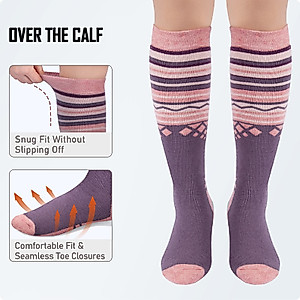 OutdoorMaster Ski Socks 2-Pack Merino Wool, Non-Slip Cuff for Men & Women - Fringes, L/XL
