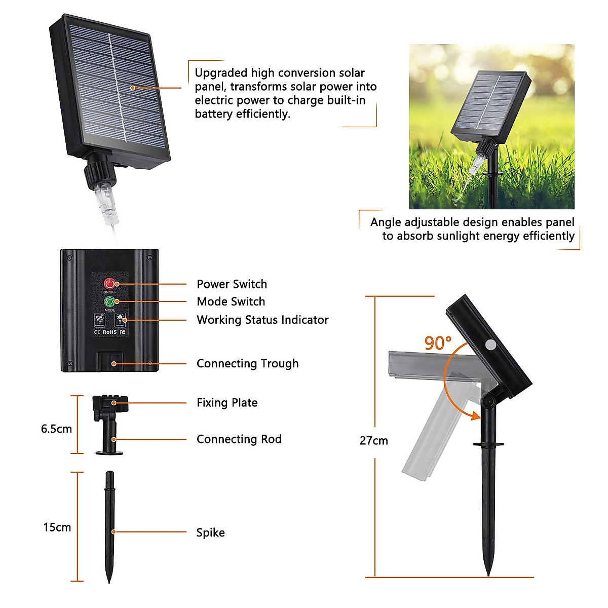 Toodour Solar Lights Outdoor, 317 LED 10ft x 9 Solar Garden Lights with 12" Topper Star, 8 Lighting Modes Waterproof Star Fairy Lights for Garden, Patio, Wedding, Party Decoration (White)