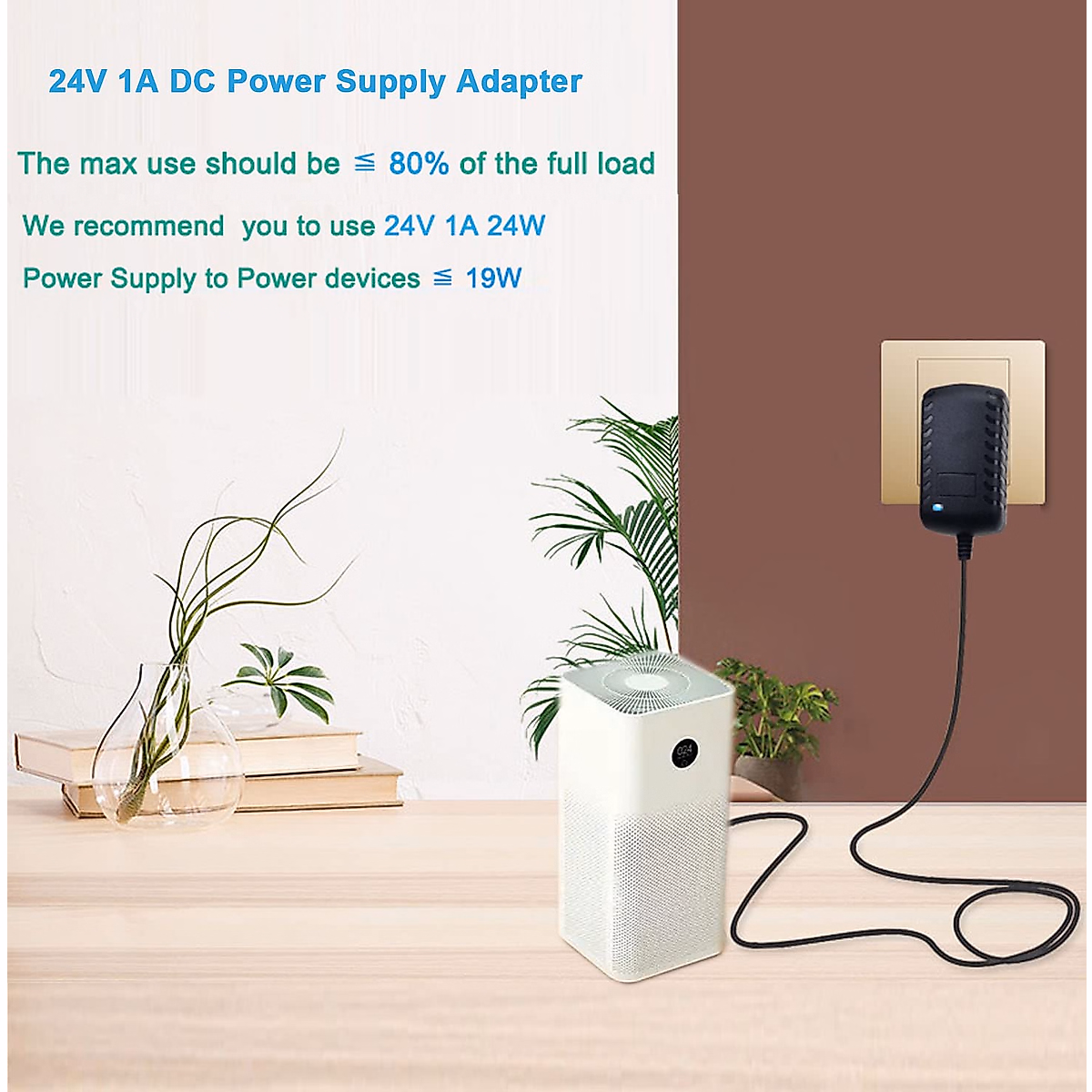 24v dc Power Supply 24v 1a Power Supply AC 100v-240v to DC 24v 1a ac dc Switching Power Supply Adapter, dc 24v Power Cord with 5.5mmx2.5mm Plug