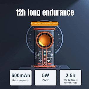 Learoin 2023 Tokyo Transparent Mecha Wireless Bluetooth Speaker -【New Version】 Portable Bluetooth Speaker, 3 LED Light Patterns & Stereo Sound, Loud 360° Hd Surround Sound for Party Beach Camping