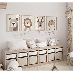 Lavema Nursery Wall Art Animals Neutral Decor - Posters (8 x 10 Unframed) - Cute Safari Prints for Kids Baby Room Decor - Jungle Animals Picture Set, beige