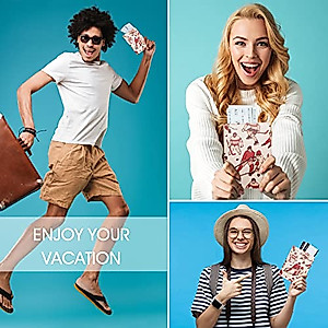 MLMLANT Passport Holder Travel Wallet, RFID Blocking Leather Passport Cover Case with Wallet for Credit Card, Money, Boarding, Vaccine Card Holder 【Travel Gifts for Women Men and Couples】