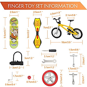 31 Pieces Mini Finger Toys Set Finger Skateboards for Kids Mini Finger Bikes Tiny Swing Board with Replacement Wheels and Tools Fingertip Movement Party Favors for Kids Gifts for Ages 6 and up