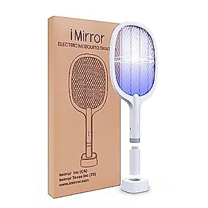 imirror Bug Zapper Racket, 2 in 1 Rechargeable Electric Fly Swatter Mosquito Zapper Swatter