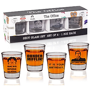 The Office Shot Glass Set, The Office Merchandise, The Office Gifts, 4PCS Office Inspired Shot Glasses, The Office Gifts for Office Lovers, The Office TV Show Merchandise, The Office Show Fans Gifts