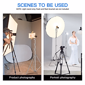 SUPON Stainless Steel Light Stand 110" /2.8m, Spring Cushioned Heavy Duty Tripod Stand with 1/4-inch to 3/8-inch Universal Adapter for Studio Monolight Softbox Reflector Photography Portrait Video