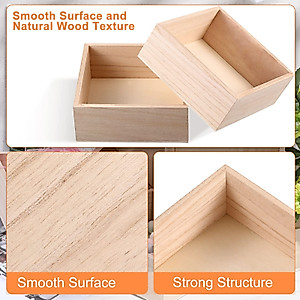 6 Pack Unfinished Wooden Box, 6 x 6 Inch Square Rustic Wooden Box Craft Storage Organizer Box for Storage, Art Collectibles, Home Decor, Desktop Decor, Succulent Plant Pot, Drawer, DIY Craft